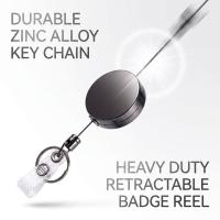 China Retractable Stainless Steel Nurse Badge Reel Clip Key Chain Letterpress Printing for sale