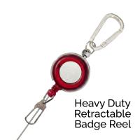 China Key Card Retractable ID Badge Holder Carabiner Keychain With Mountaineering Buckle for sale