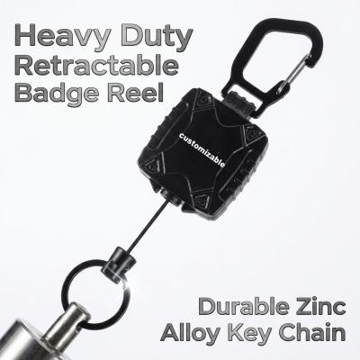 China Metal Hook Retractable Badge Reels Key Chain holder With Mountaineering Printed for sale