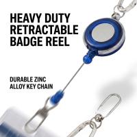 China Key Card Retractable ID Badge Holder Carabiner Keychain With Mountaineering Buckle for sale