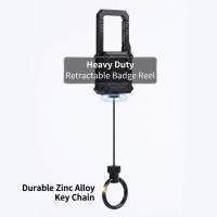 China Heavy Duty Retractable Card Holder Key Ring Stainless Steel Carabiner For Cars Motorcycles for sale