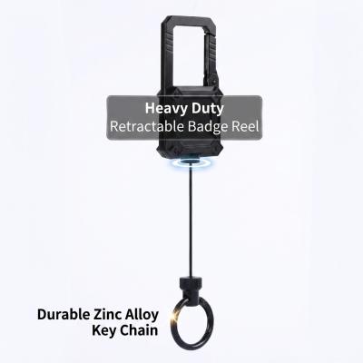 China Heavy Duty Retractable Card Holder Key Ring Stainless Steel Carabiner For Cars Motorcycles for sale