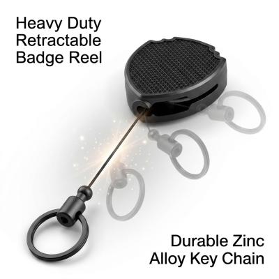 China Portable Retractable Id Card Holder Badge Reels PVC Plastic Keychain Belt Clip Custom for sale