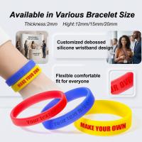 China Debossed Rubber Silicone Elastic Wristband Bracelet Wristlet Personalized Tear Resistant for sale