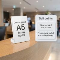 China Double Sided Plastic Acrylic Business Card Holders A5 Leaflet T Shape for sale