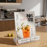 China Double Sided Plastic Acrylic Business Card Holders A5 Leaflet T Shape for sale
