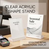China Double Sided Plastic Acrylic Business Card Holders A5 Leaflet T Shape for sale
