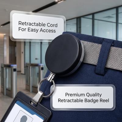 China Zinc Alloy Badge Name Tag Keychain Retractable Carabiner Badge Reel for sale