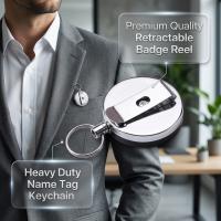 China Zinc Alloy Badge Name Tag Keychain Retractable Carabiner Badge Reel for sale