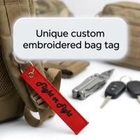 China Personalized Fabric Paracord Keychain Lanyard Key Tag Embroidery Eco Friendly for sale