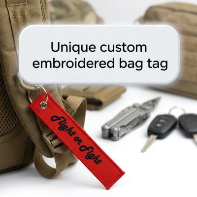 China Personalized Fabric Paracord Keychain Lanyard Key Tag Embroidery Eco Friendly for sale