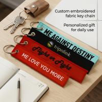 China Personalized Fabric Paracord Keychain Lanyard Key Tag Embroidery Eco Friendly for sale