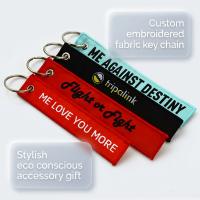 China Personalized Fabric Paracord Keychain Lanyard Key Tag Embroidery Eco Friendly for sale