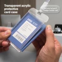 China Vertical Id Lanyard Badge Holder Waterproof Transparent Acrylic Identity Card Holder for sale