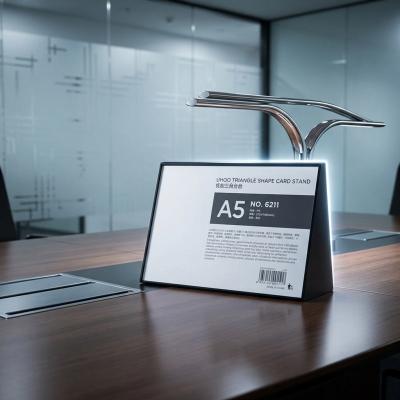 China Triangle PS Plastic Sign Card Holder Stand A4 A5 A6 A7 A8 Eco Friendly for sale