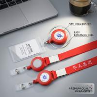 China Retractable Christmas Silk Screen Lanyard Badge Reel Card Holder Polyester Fabric for sale
