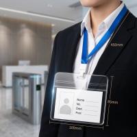 China Employee PVC UHOO Card Holder Name Tag Badge Waterproof Nylon Lanyard Silk Screen Printed for sale