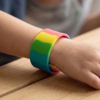 China Custom Printed Rubber Wrist Band Silicone Slap Bracelet For Children Waterproof for sale