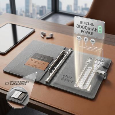 China Personalized Smart Charging Pocket Notebook Notepad PU Leather Cover Planner A5 for sale