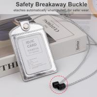China Dual Slot Gloss PU ID Badge Holder with Braided Breakaway Lanyard in 7 Colors for sale