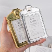 China Dual Slot Gloss PU ID Badge Holder with Braided Breakaway Lanyard in 7 Colors for sale