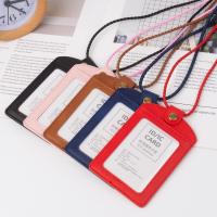 China Dual Slot Gloss PU ID Badge Holder with Braided Breakaway Lanyard in 7 Colors for sale