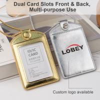 China Dual Slot Gloss PU ID Badge Holder with Braided Breakaway Lanyard in 7 Colors for sale