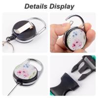 China Floral Print Slide Open ID Badge Holder with Breakaway Lanyard and Retractable Badge Reel for sale