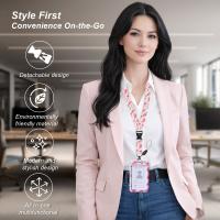 China Floral Print Slide Open ID Badge Holder with Breakaway Lanyard and Retractable Badge Reel for sale