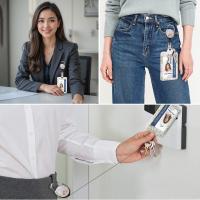 China Floral Print Slide Open ID Badge Holder with Breakaway Lanyard and Retractable Badge Reel for sale