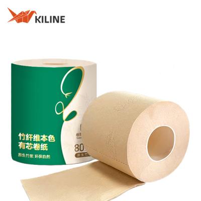 China 4 Ply Unbleached Bamboo Tissue Paper Roll Brown 100gsm for sale
