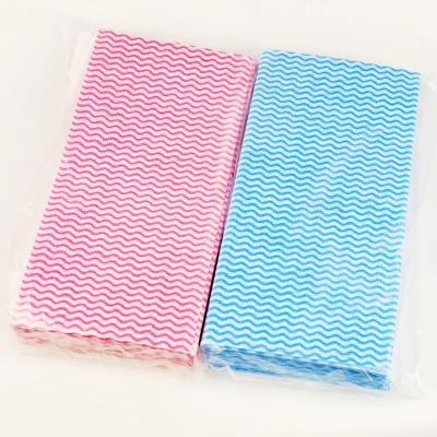China KILINE Spunlace Nonwoven Kitchen Wipes Disposable Multi Color Wavy Line Polyester Viscose Home Cleaning Wipes for sale