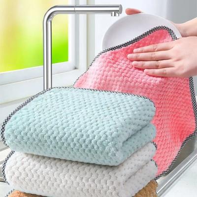 China KILINE Personalized Coral Fleece Microfiber Kitchen Dish Wash Cloth Towel Fast Drying Absorbent Washable Cleaning Cloths for sale