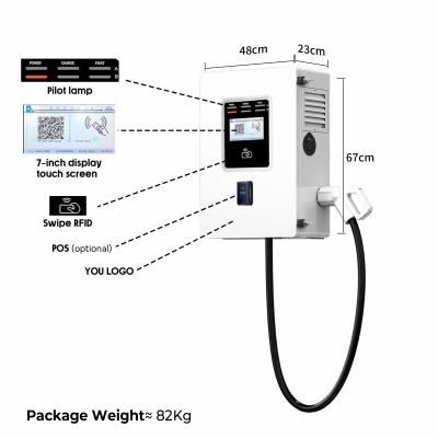 China DC Fast EV Charger 20kW 30kW 40kW GB Interface New Wallbox with APP & RFID for Electric Charging Station for sale