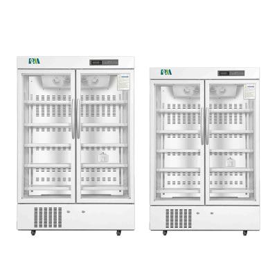 China Big Capacity Medical Pharmacy Vaccine Refrigerators With Double High Quality Glass Door for sale
