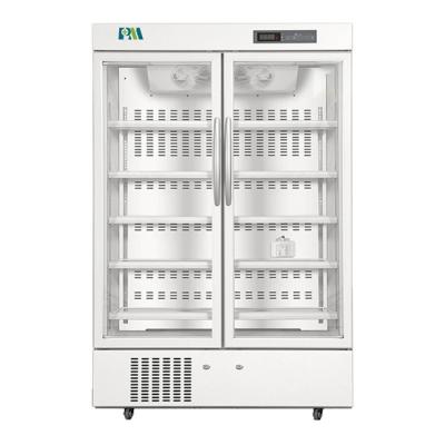 China 2-8 Degrees Auto Frost 1006L Capacity Vertical Pharmacy Medical Refrigerator with Double Glass Door for sale