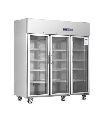 China 1500 Liter LED Digital Display Three Glass Door Pharmacy Medical Vaccine Refrigerator for sale
