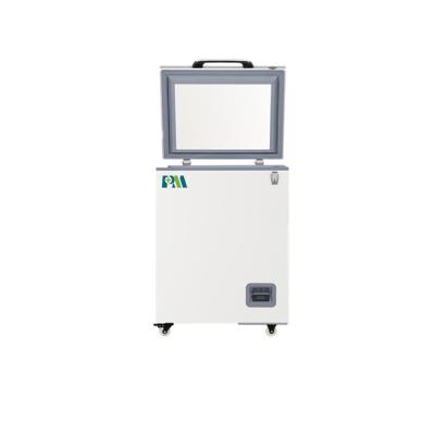 China 100 Liters Portable Small Chest Biomedical Low Temperature Freezer With Foaming Door for sale