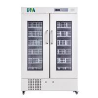 China 658 Liter Double Glass Door Blood Bank Refrigerators with blood basket with sprayed coated outside for sale