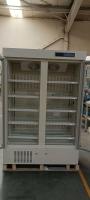 China 656L Double Door Pharmacy and Lab Refrigerator with Glass Door and LED Interior Light for sale