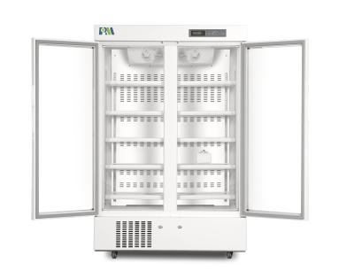 China 2-8 Degree 1006L Double Glass Door Upright Pharmacy Refrigerator Medical CE Certificate for sale