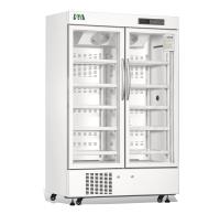 China 2-8 Degree 1006L Double Glass Door Upright Pharmacy Refrigerator Medical CE Certificate for sale