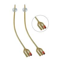 China Yellow Drainage 3 Port Latex Foley Catheter Tube Disposable for sale