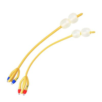 China 16fr 4 Way Double Balloon Latex Foley Catheter Disposable Silicone Coated for sale