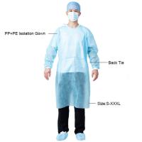 China PP PE EN13795 Medical Isolation Gown AAMI PB70 Level 20gsm-65gsm for sale
