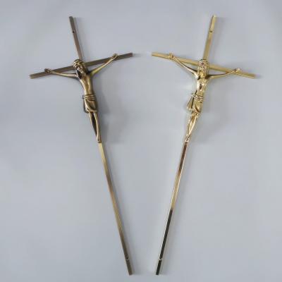 China 8001E Coffin Funeral Crucifix Size 45x18cm In Metal Material Electronic Plated for sale