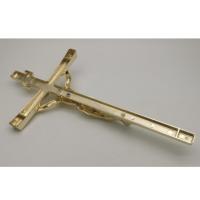 China Arched Casket Funeral Crucifix 11.5in Gold Chrome Finished Coffin Crucifix for sale
