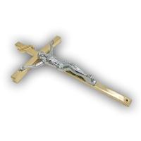China Arched Casket Funeral Crucifix 11.5in Gold Chrome Finished Coffin Crucifix for sale