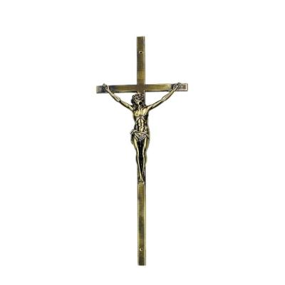 China Die Casting Zamak Funeral Crucifix Antique Brass Finishing 52*18cm for sale