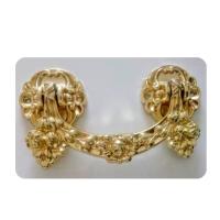 China 20.5*11.5cm Rose Bud Luxury Antique Coffin Handles Fittings Brass Matte for sale